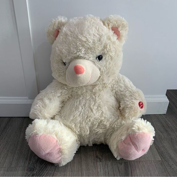 Toys | 18 Teddy Bear Plush With Sound Light Pink Cream Color | Poshmark